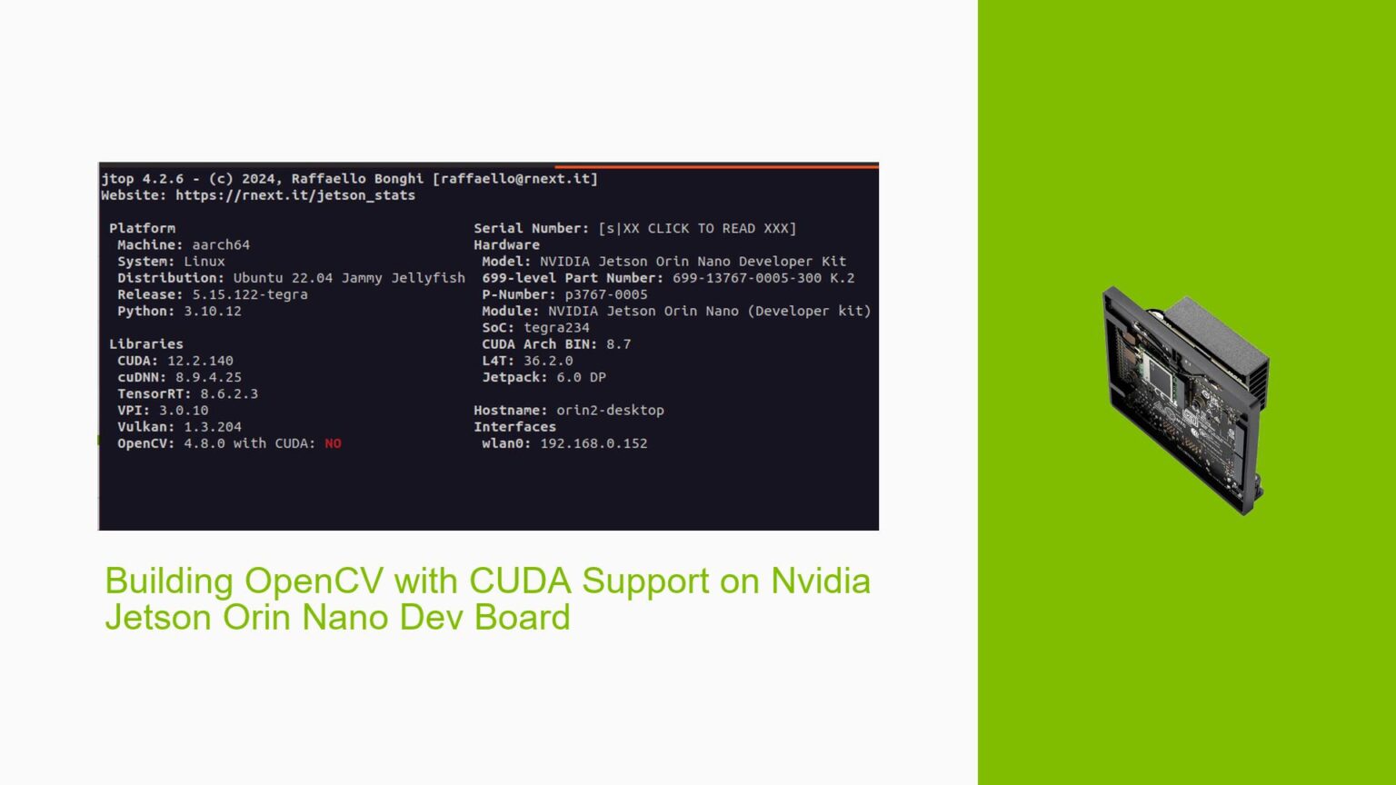 Building OpenCV with CUDA Support on Nvidia Jetson Orin Nano Dev Board - Help Docs for Errors ...