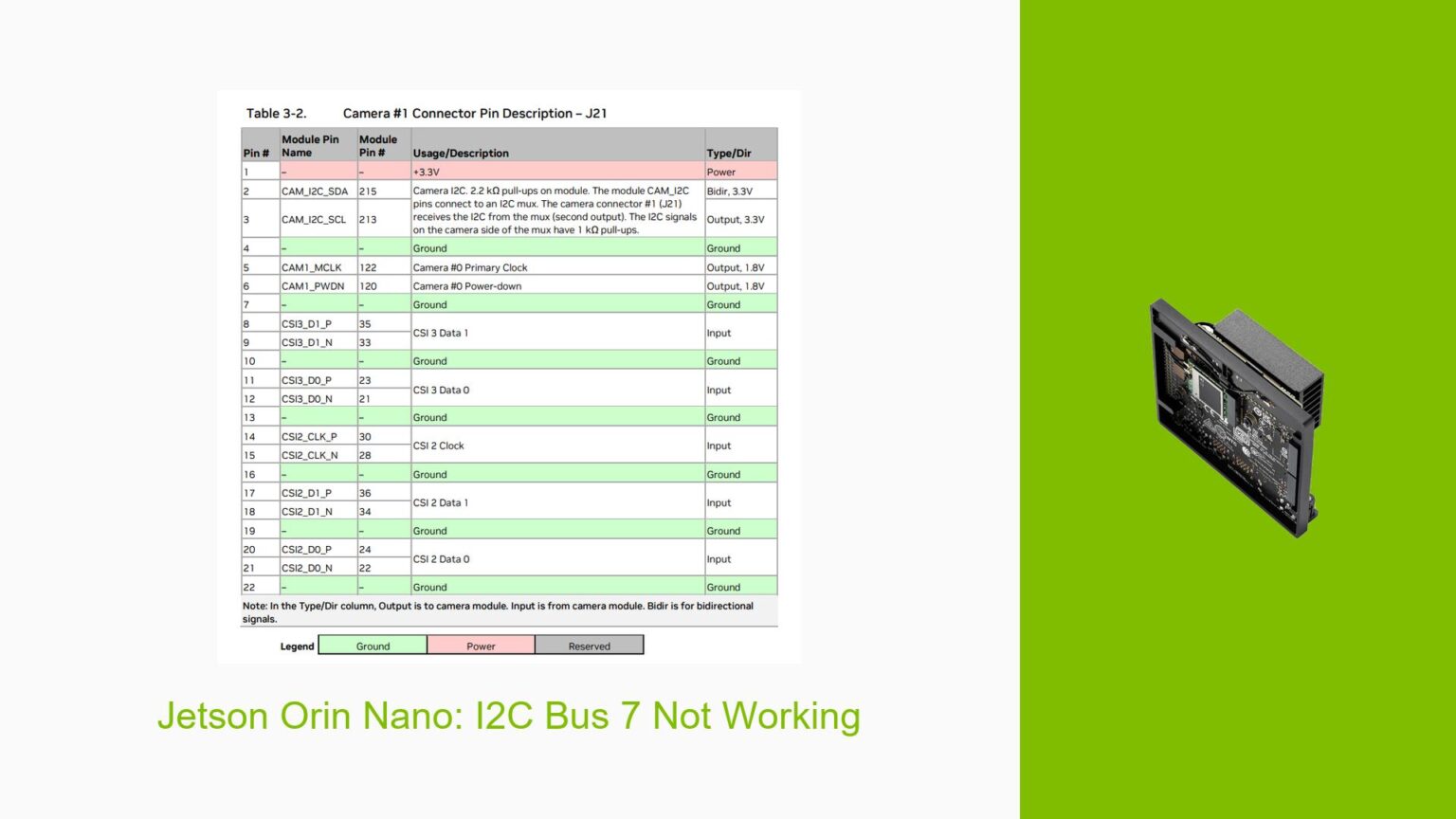 Jetson Orin Nano: I2C Bus 7 Not Working - Help Docs for Errors/Issues on Nvidia Jetson Dev Boards