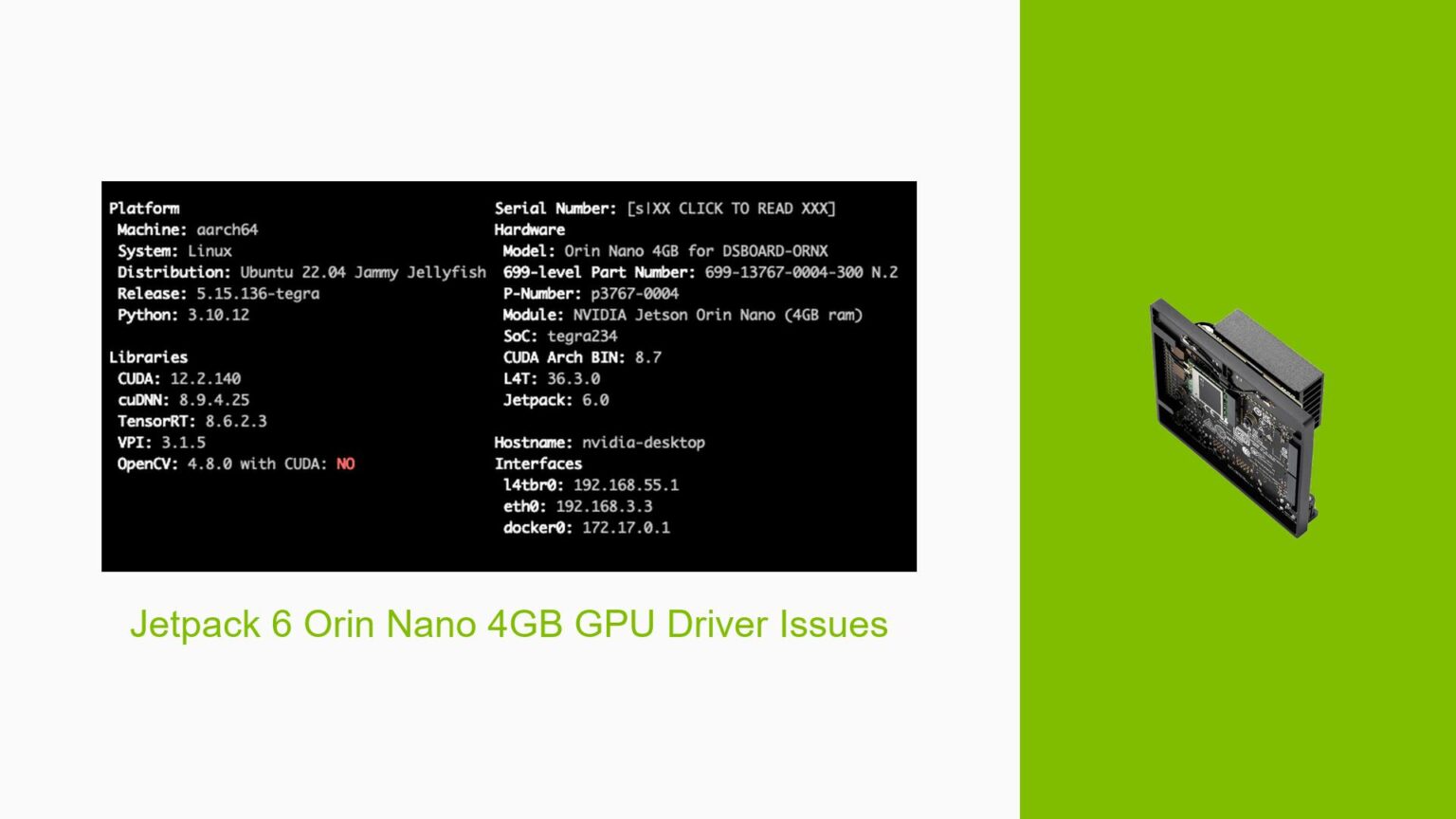 Jetpack 6 Orin Nano 4gb Gpu Driver Issues Help Docs For Errorsissues On Nvidia Jetson Dev Boards