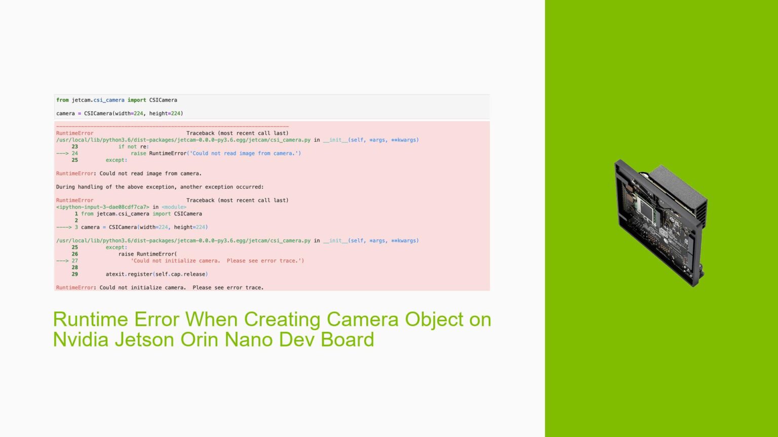 Runtime Error When Creating Camera Object On Nvidia Jetson Orin Nano