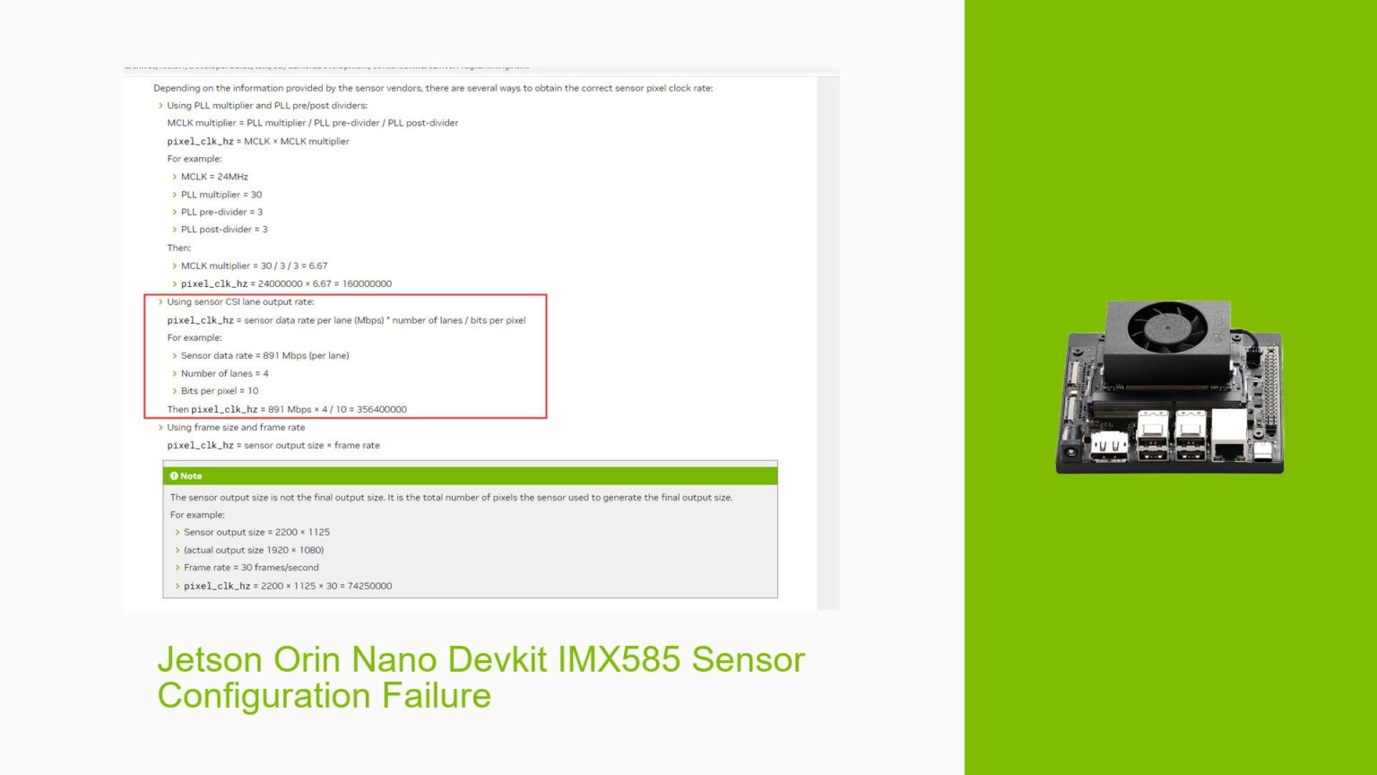 Jetson Orin Nano Devkit IMX585 Sensor Configuration Failure - Help Docs for Errors/Issues on ...