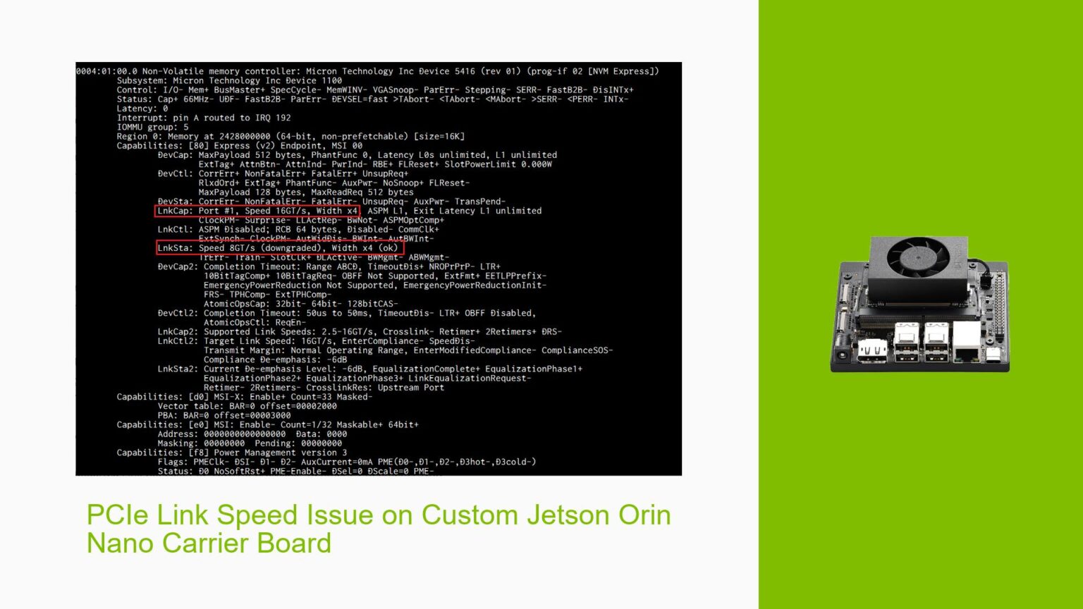 PCIe Link Speed Issue on Custom Jetson Orin Nano Carrier Board - Help Docs for Errors/Issues on ...