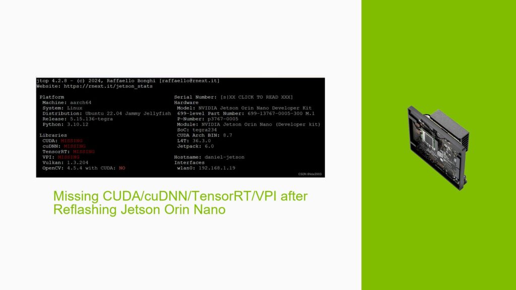Missing CUDA/cuDNN/TensorRT/VPI after Reflashing Jetson Orin Nano - Help Docs for Errors/Issues ...