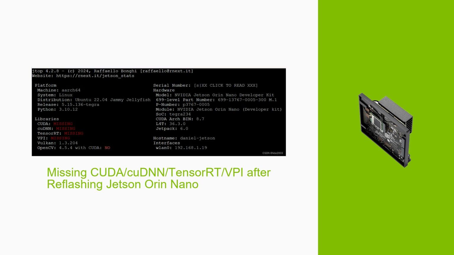 Missing CUDA/cuDNN/TensorRT/VPI after Reflashing Jetson Orin Nano - Help Docs for Errors/Issues ...