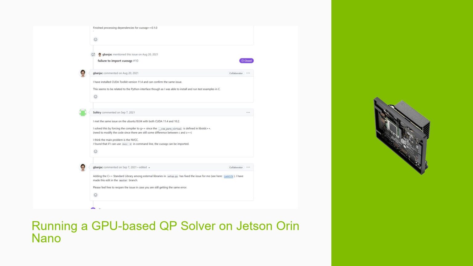 Running a GPU-based QP Solver on Jetson Orin Nano - Help Docs for Errors/Issues on Nvidia Jetson ...