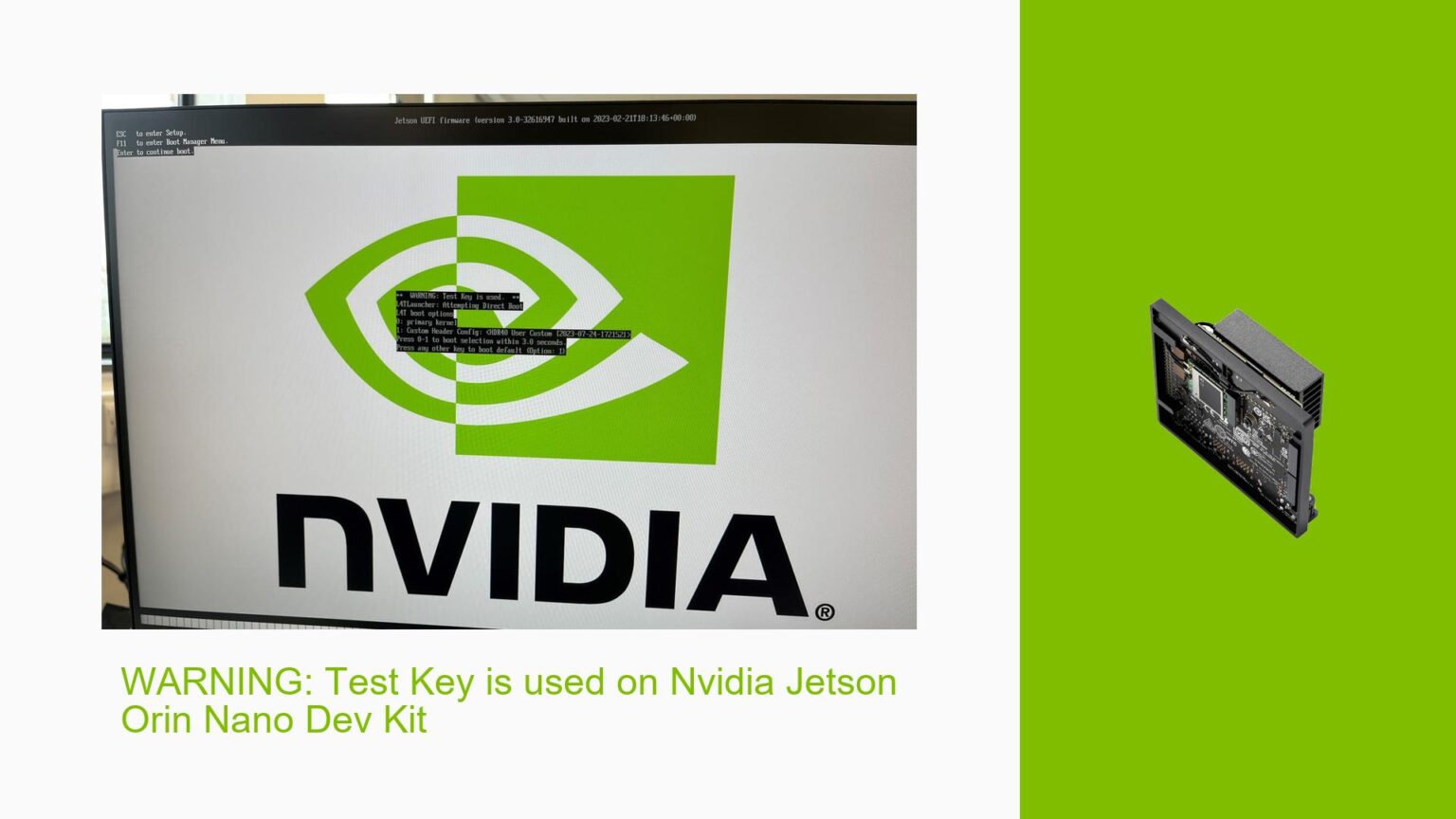 Warning Test Key Is Used On Nvidia Jetson Orin Nano Dev Kit Help Docs For Errorsissues On